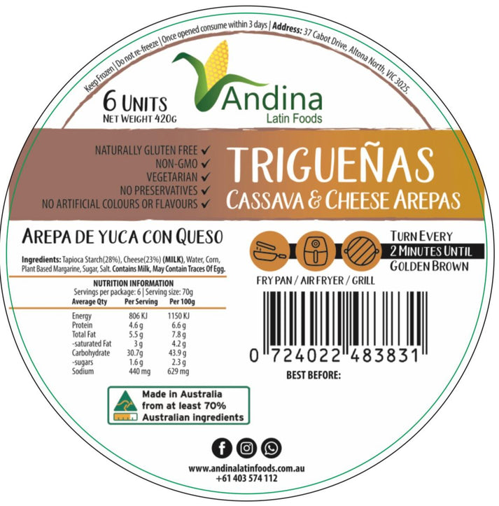 Cassava and Cheese Arepas 420g (TRIGUEÑAS) – ANDINA LATIN FOODS